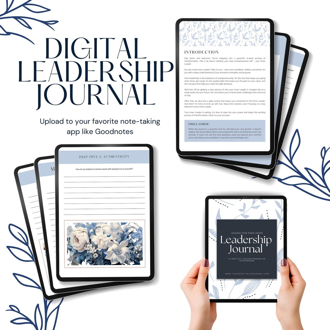 Digital Leadership Journal, Self-improvement Planner, Personal Growth ...