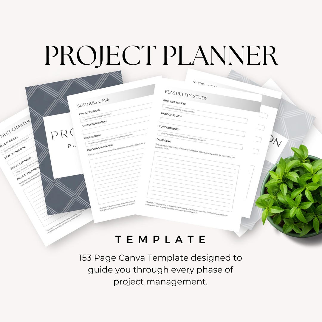 Project Planner Canva Template for Small Business, Goal Setting, Task ...