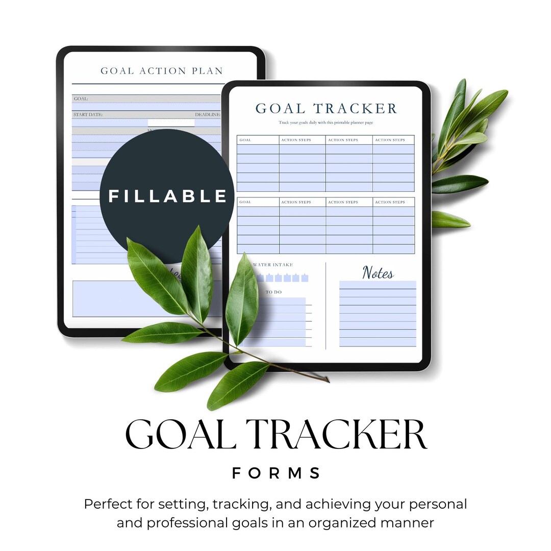 Fillable Goal Setting Tracker PDF, Task Management Tool, Goal Planner ...