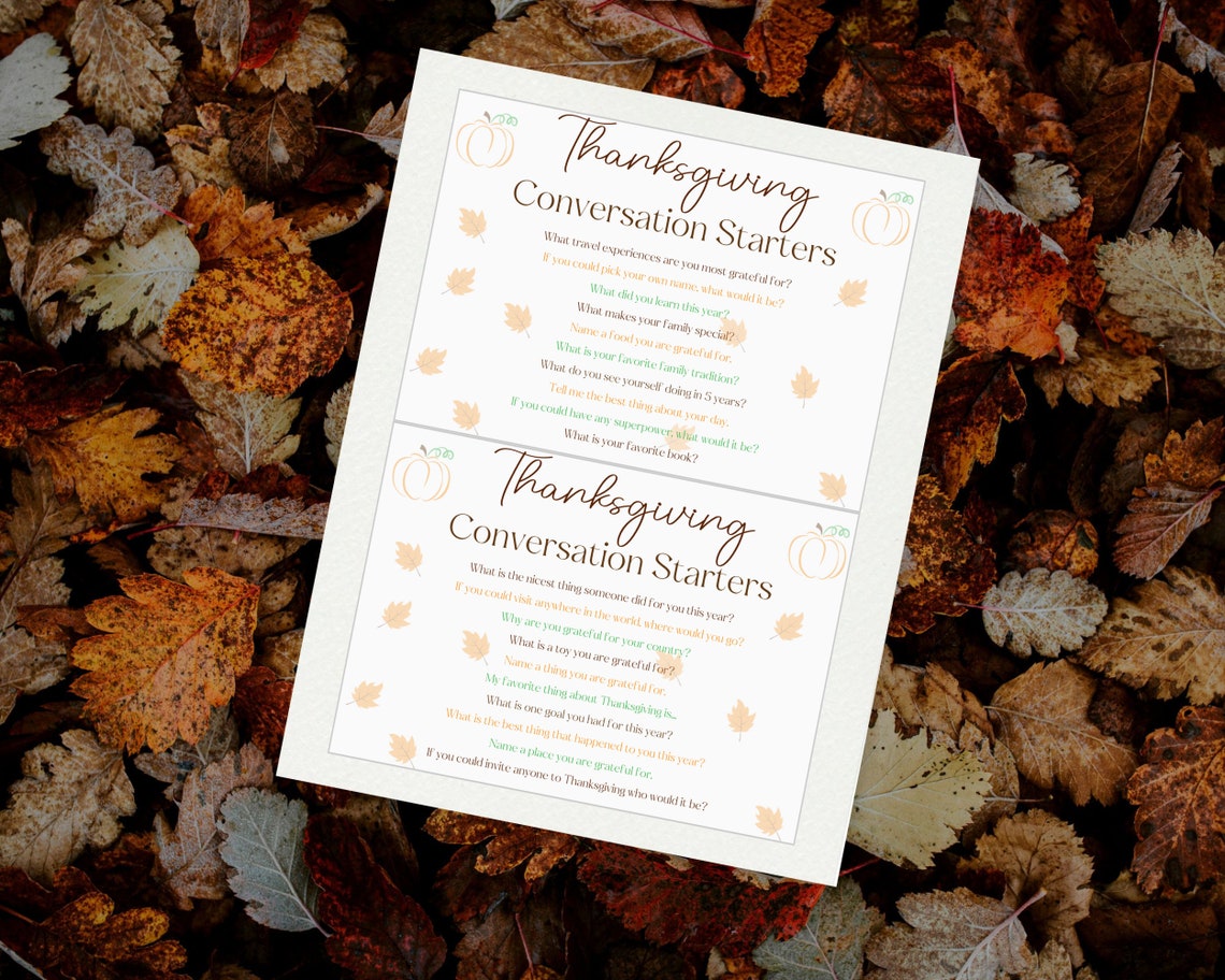 Thanksgiving Conversation Starters, Thanksgiving Icebreaker Game ...