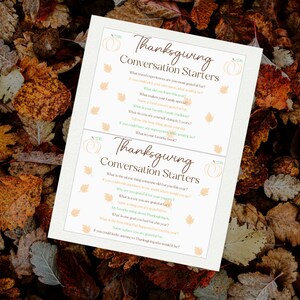 Thanksgiving Conversation Starters, Thanksgiving Icebreaker Game ...