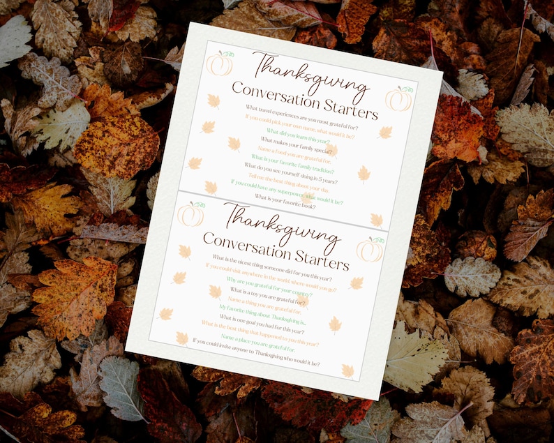 Thanksgiving Conversation Starters, Thanksgiving Icebreaker Game ...
