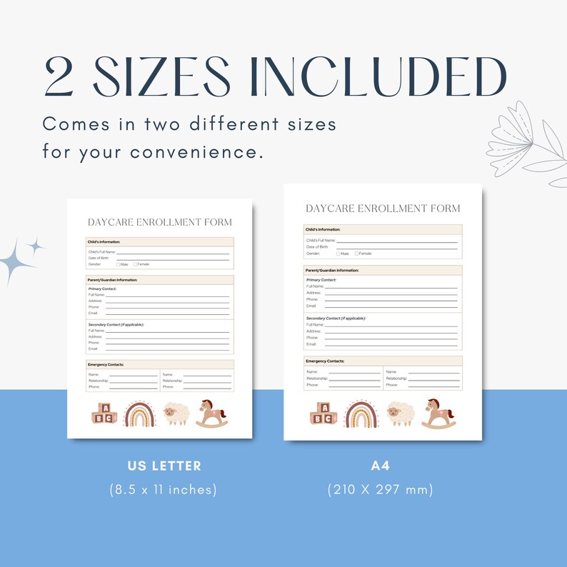 Daycare Enrollment Form Editable Template, Child Care Registration ...