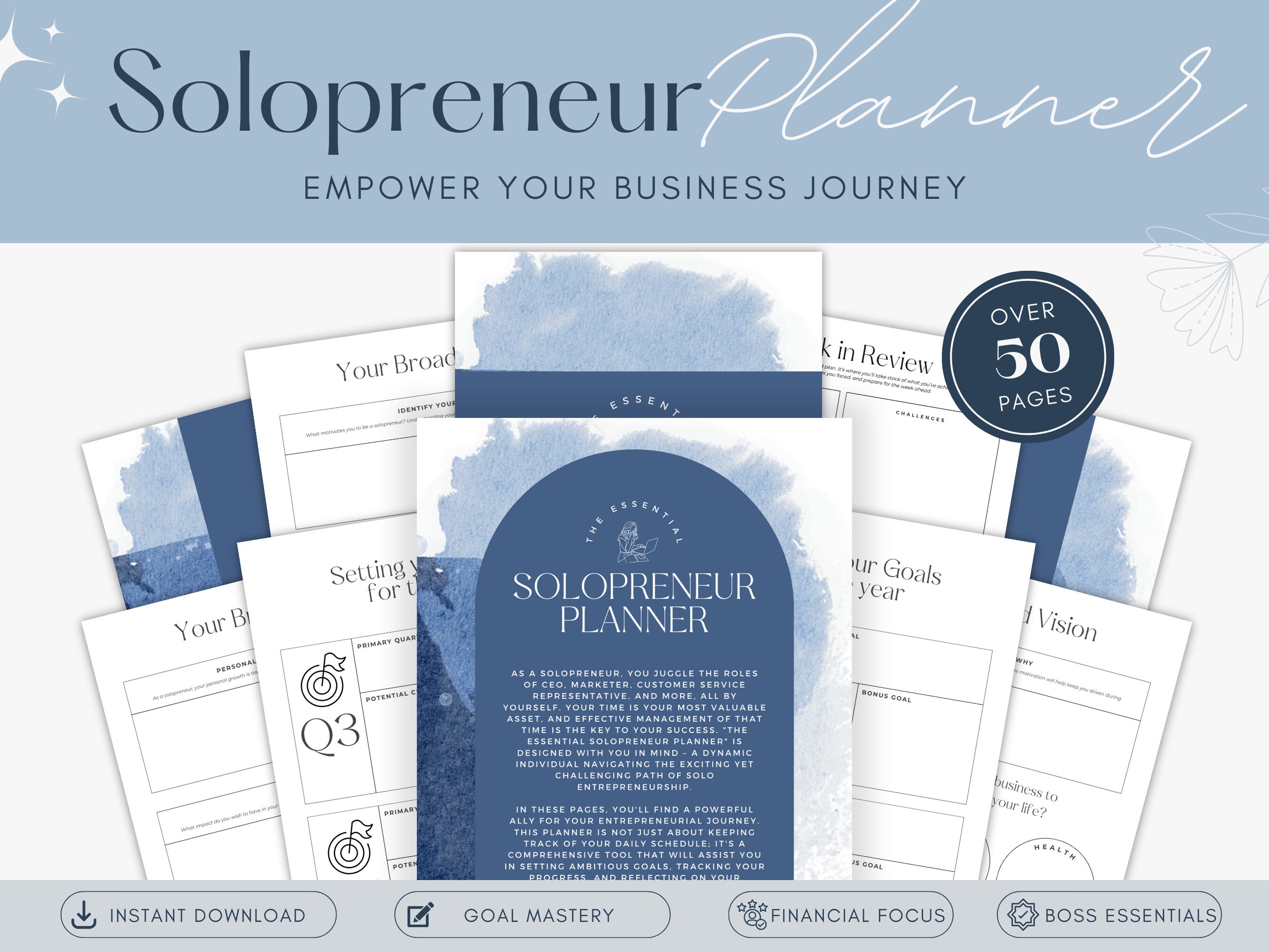 Solopreneur Planner PDF Printable Business Organizer Productivity ...