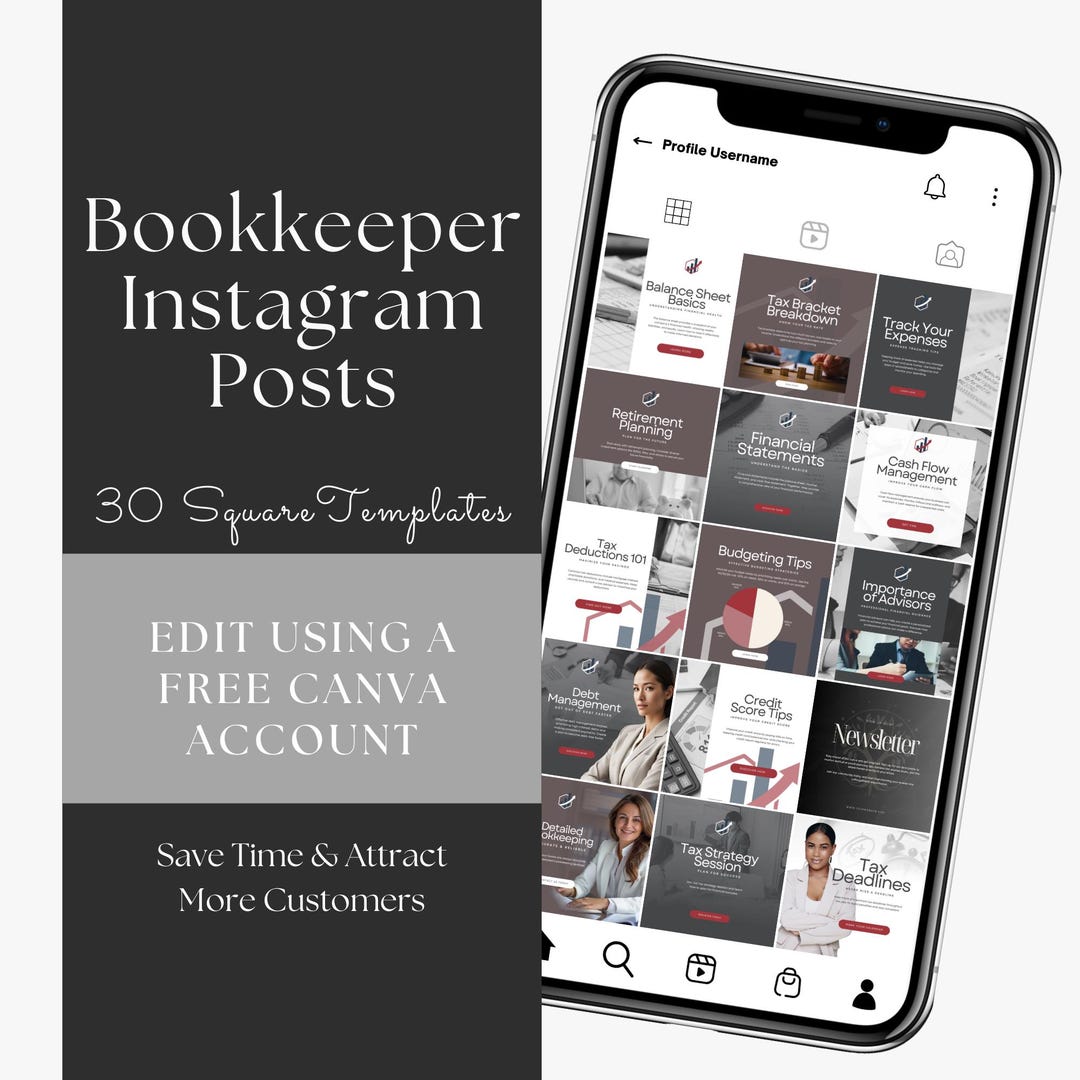Bookkeeper Social Media Post Canva Template, Accounting Social Media ...