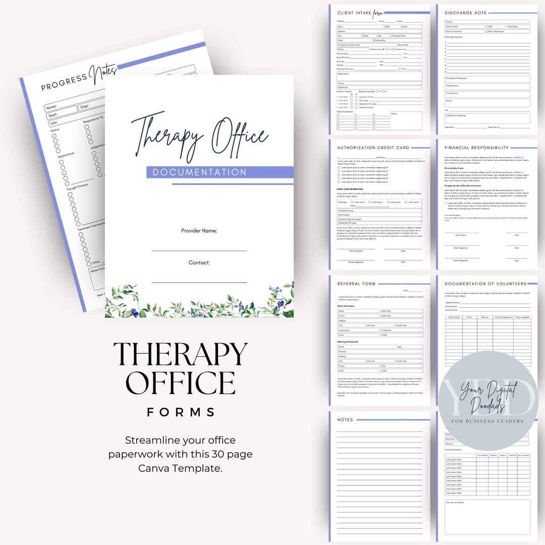 Therapy Office Business Forms Canva Template, Editable Counseling ...