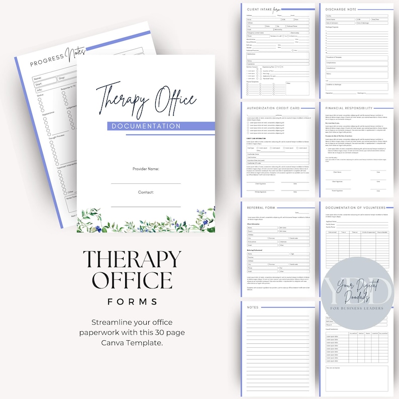 Therapy Office Business Forms Canva Template, Editable Counseling ...