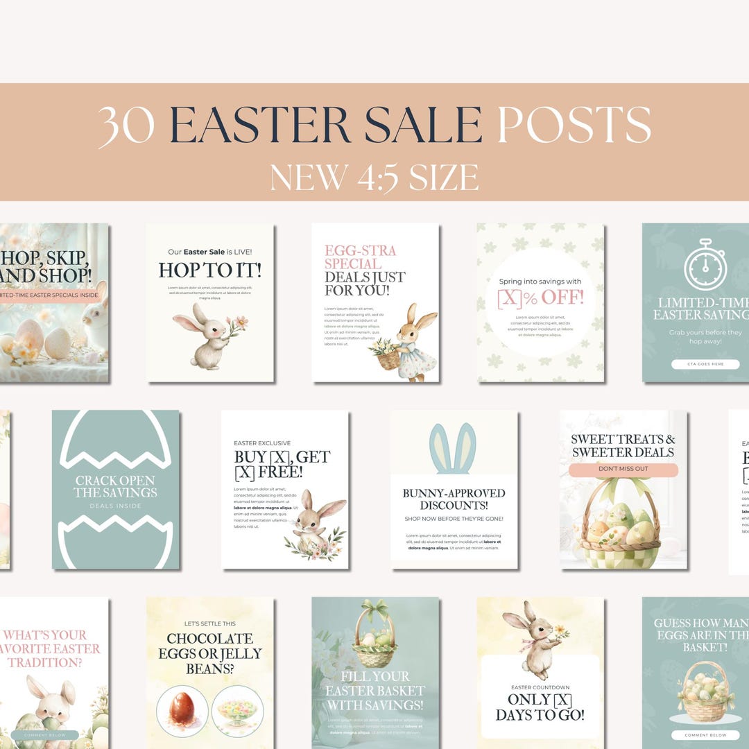 Easter Sale Social Media Post Template, Cute Spring Promo Canva Design ...