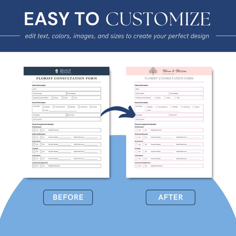 Florist Consultation Form Template, Editable Wedding Flower Planner ...