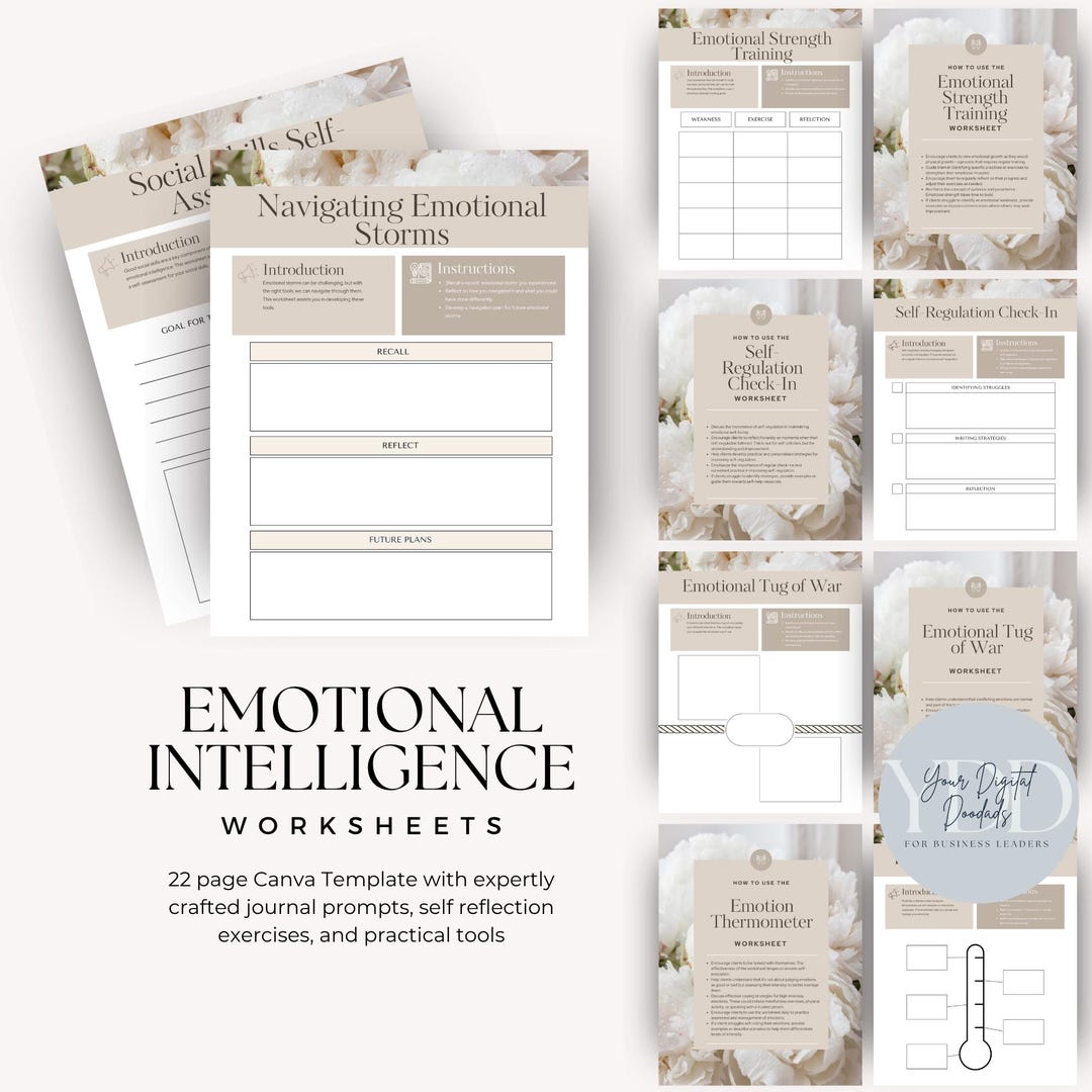 Emotional Intelligence Worksheets Bundle, Life Coaching Resource ...