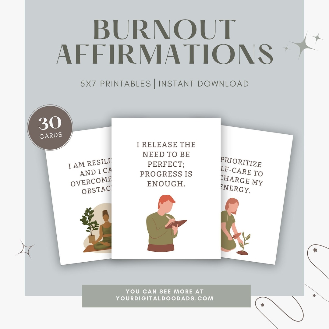 30 Page Printable Business Burnout Affirmation Cards Conquer Burnout ...
