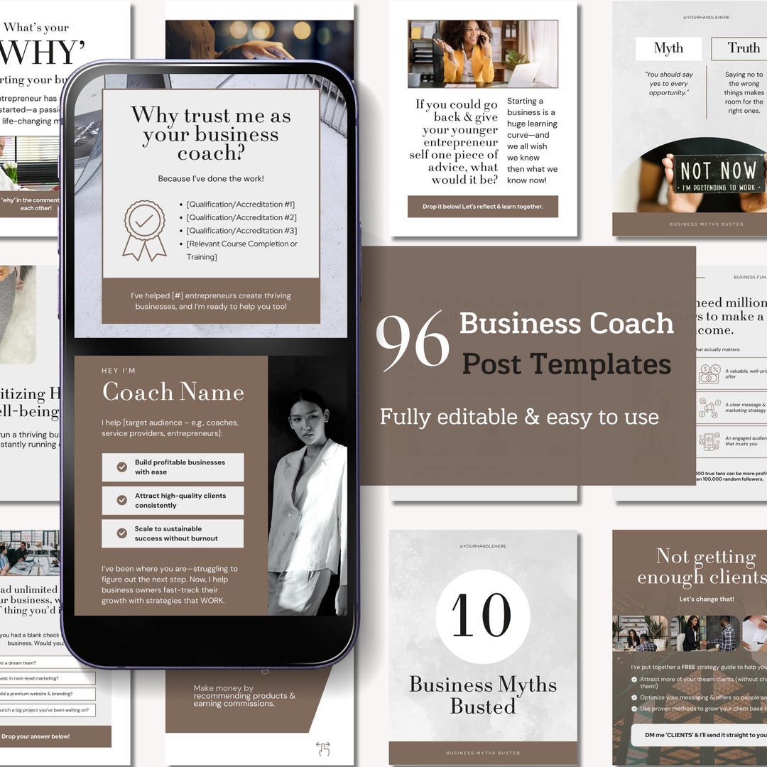 Business Coach Instagram Post Template, Canva Coaching Social Media Kit ...