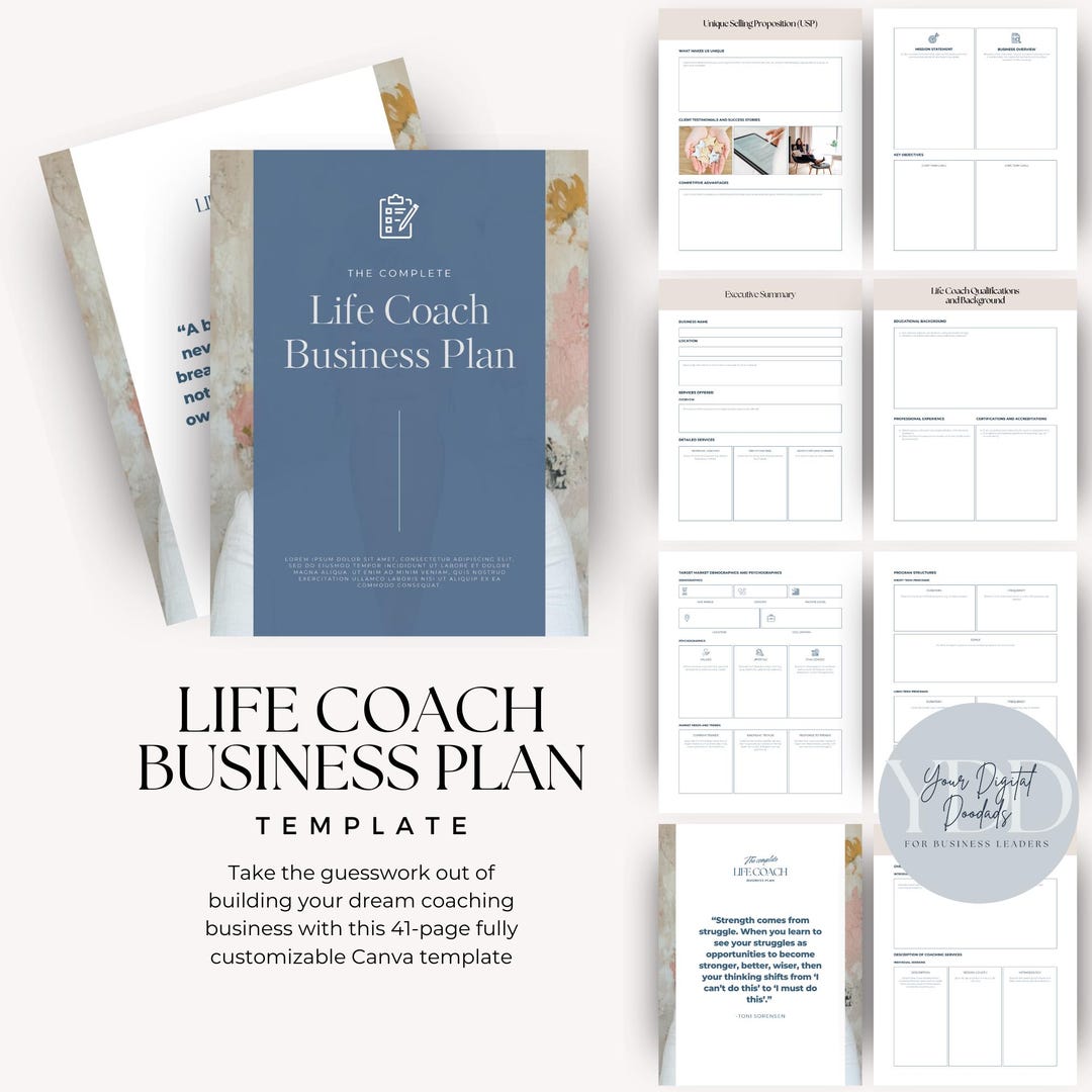 Life Coach Business Plan Canva Template, Small Business Startup ...