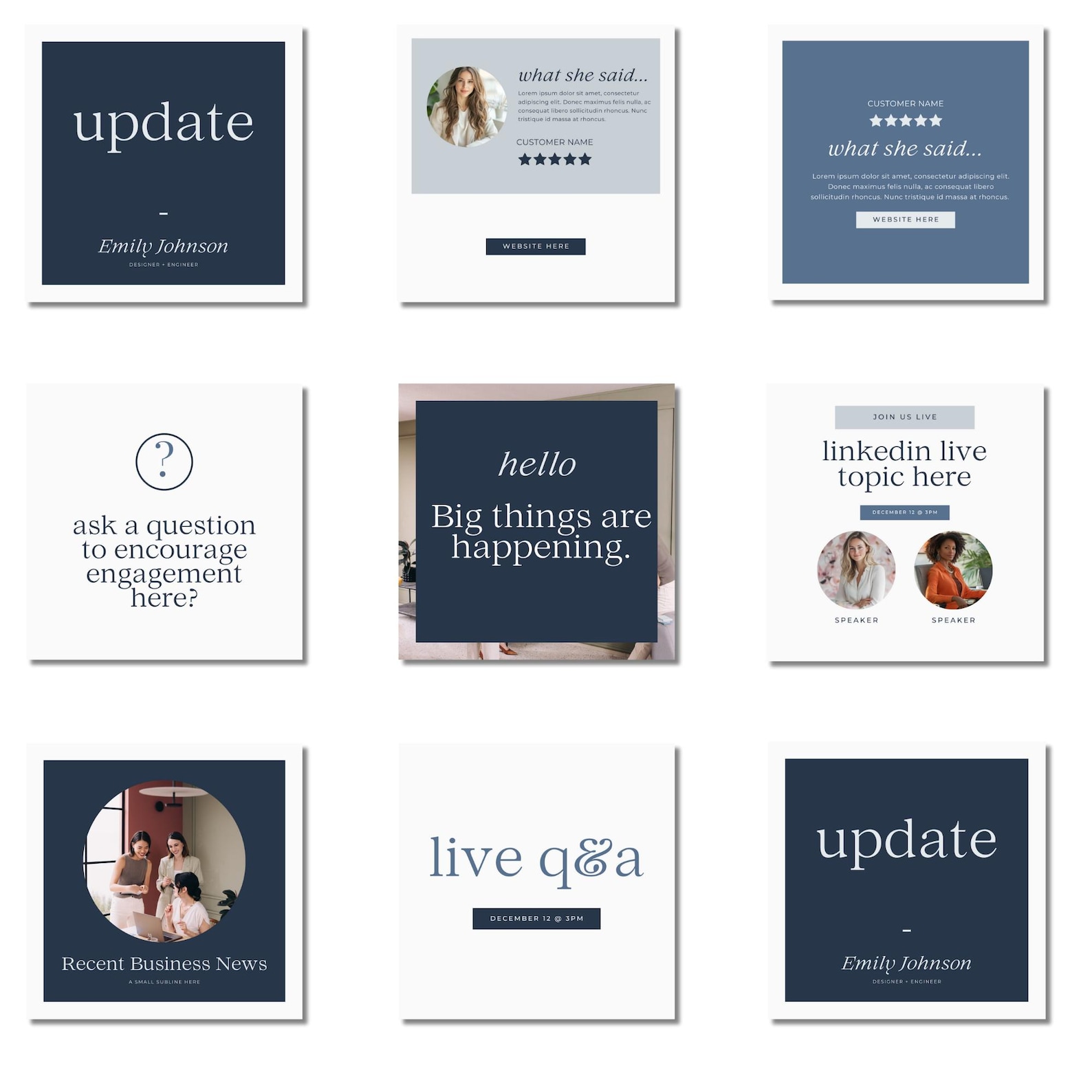 Linkedin Announcement Post Template, Editable Canva Designs for Virtual ...