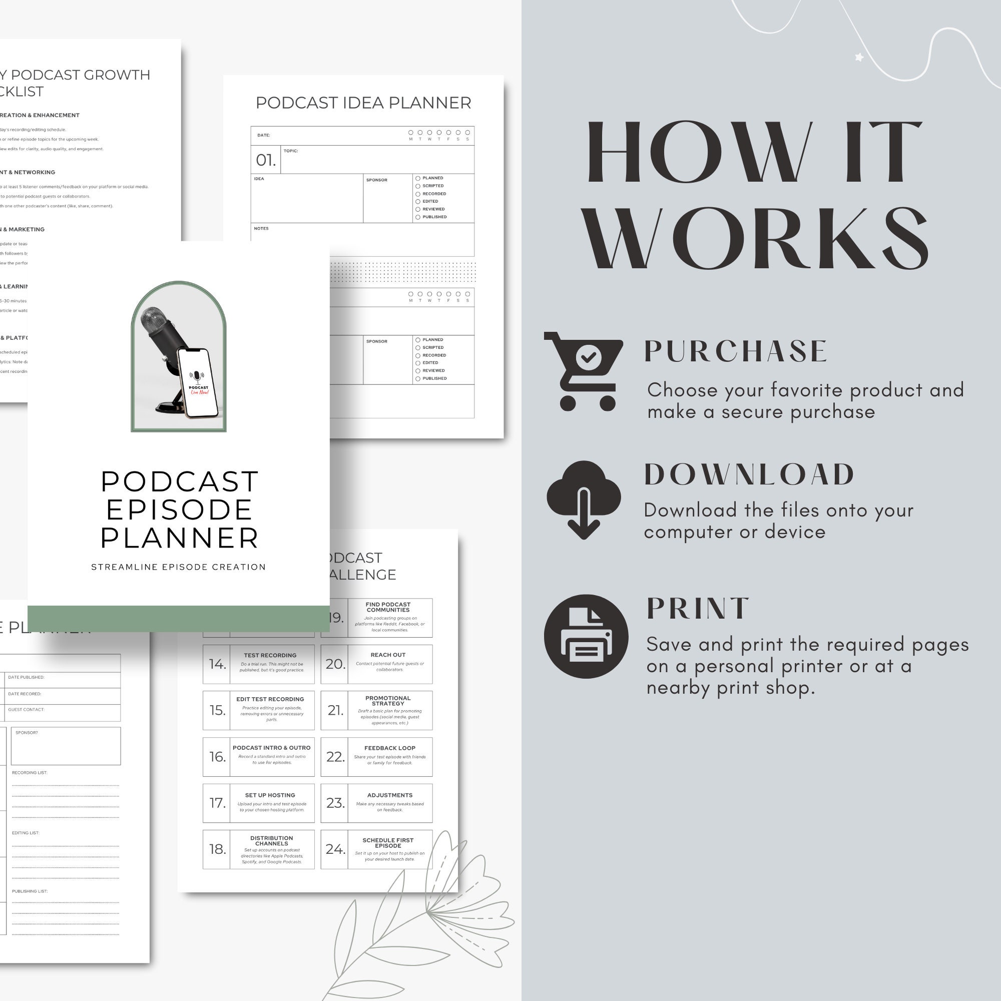Podcast Episode Planner Printable Content Calendar Worksheet Interview ...