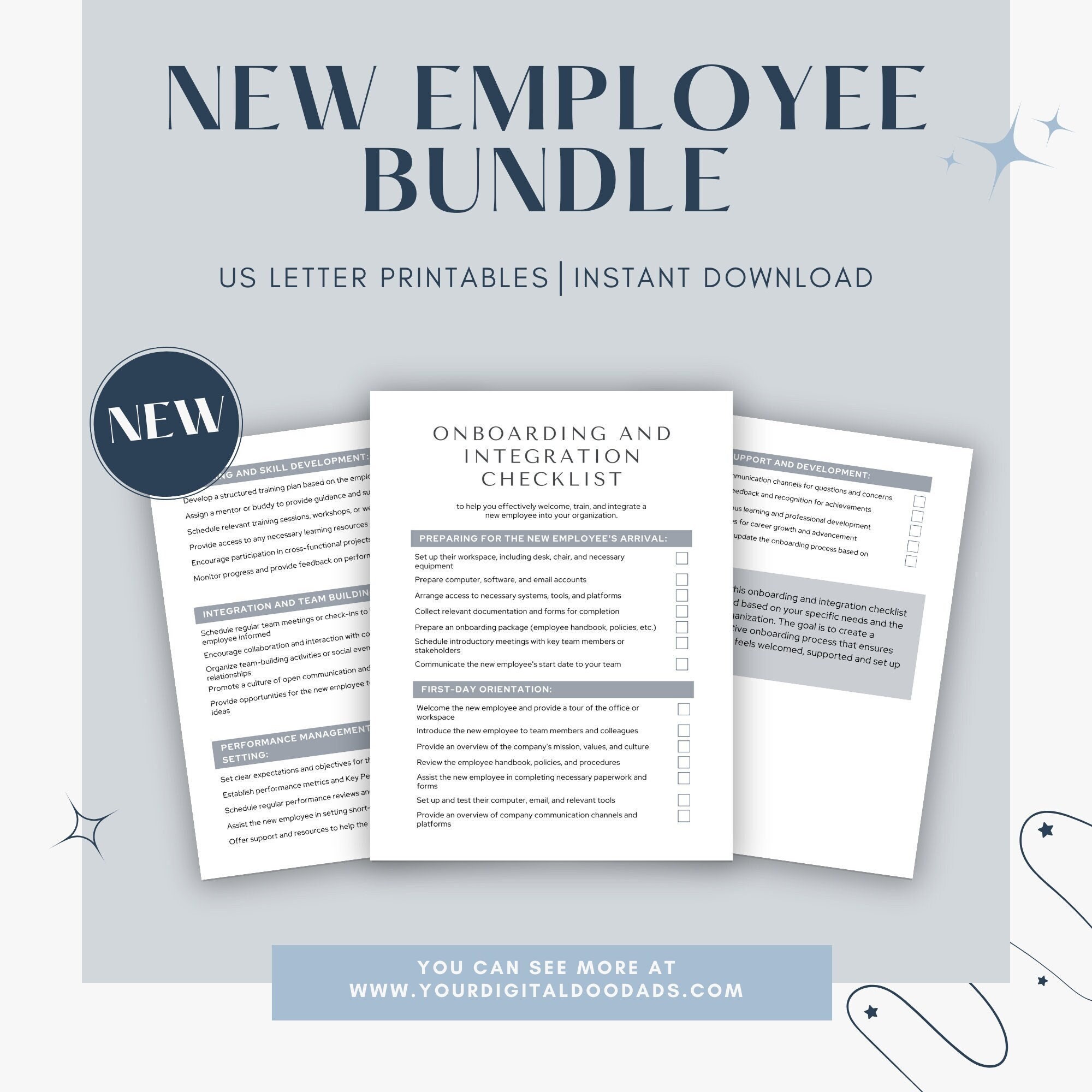 New Employee Bundle New Hire Checklist Onboarding and Integration HR New Employee Form Employee ...