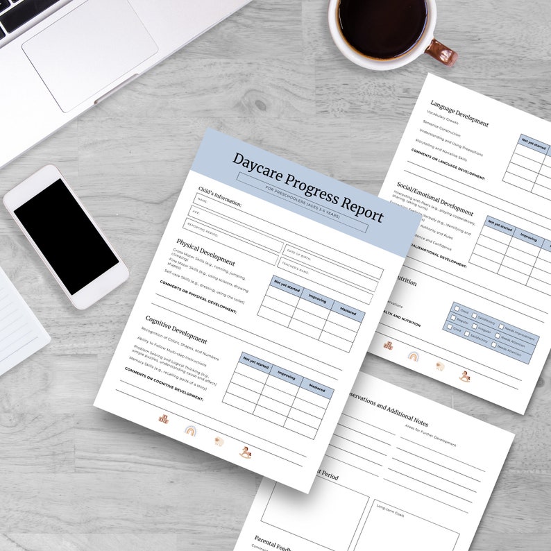 Daycare Progress Report Printable PDF, Student Assessment Template ...