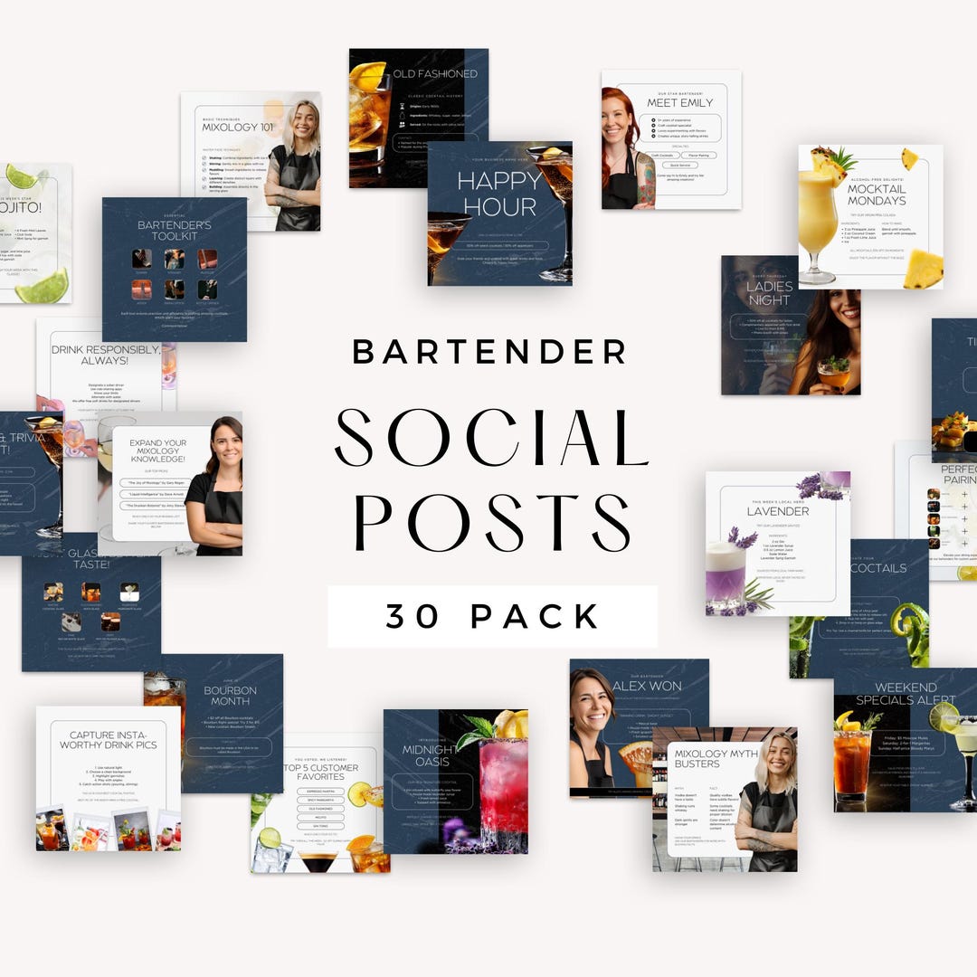 Bartender Social Media Template, Mobile Bar Instagram Post, Bartending ...