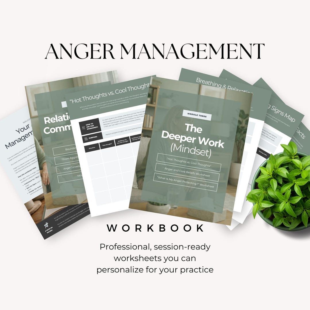 Anger Management Workbook Canva Template, Editable Therapy Worksheets ...