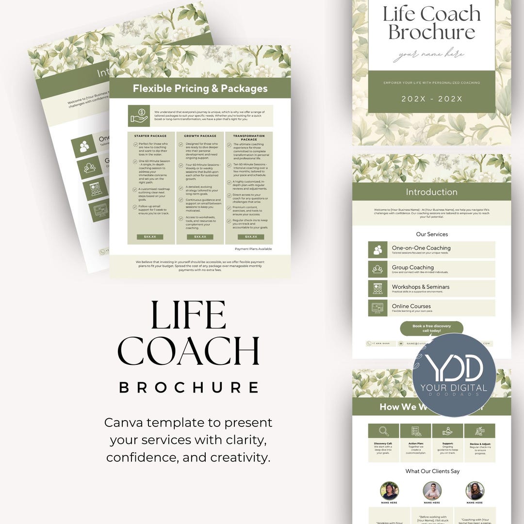 Life Coach Brochure Canva Template, Editable Coach Brochure, Coaching ...