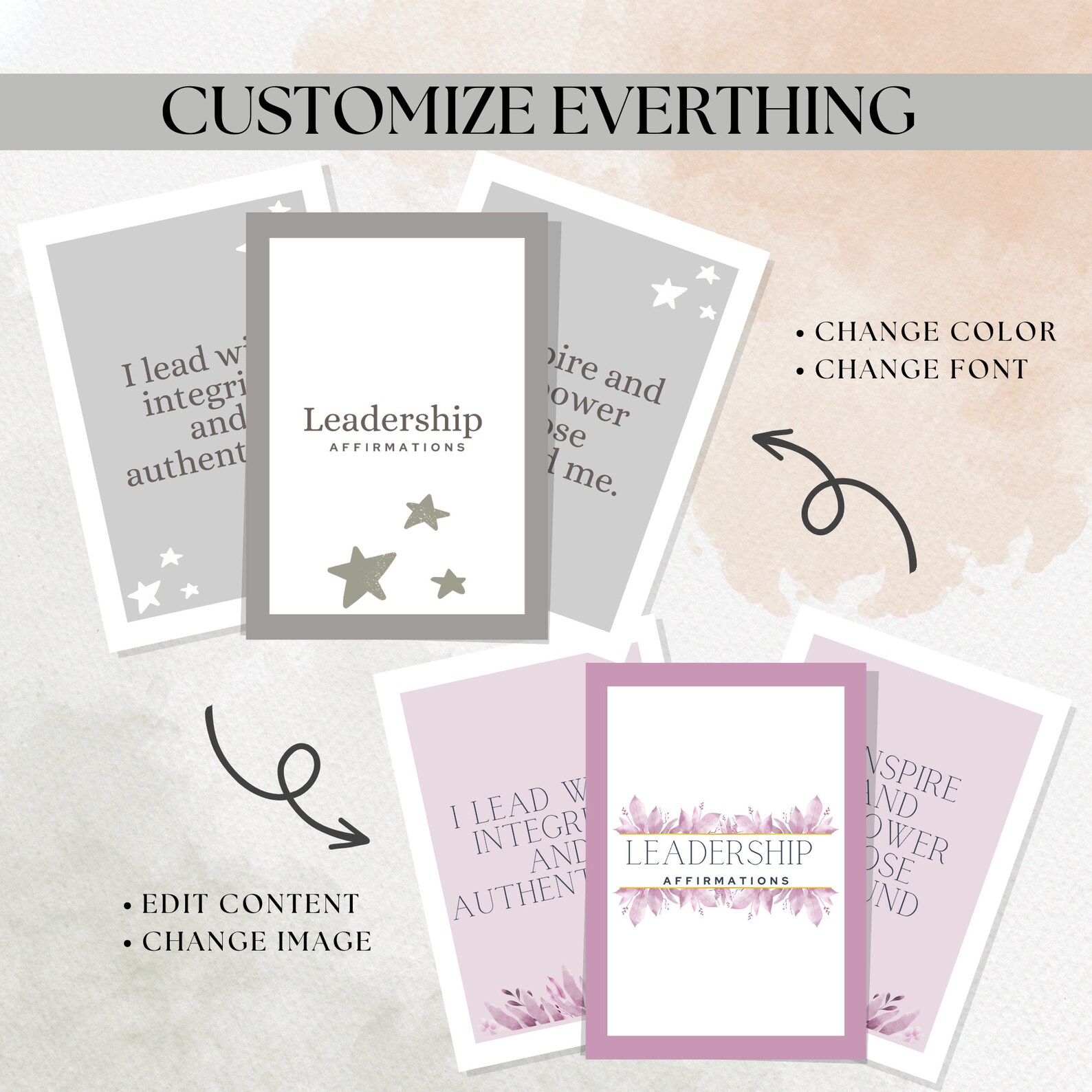 Printable Leadership Affirmation Cards for Motivation Editable Daily ...