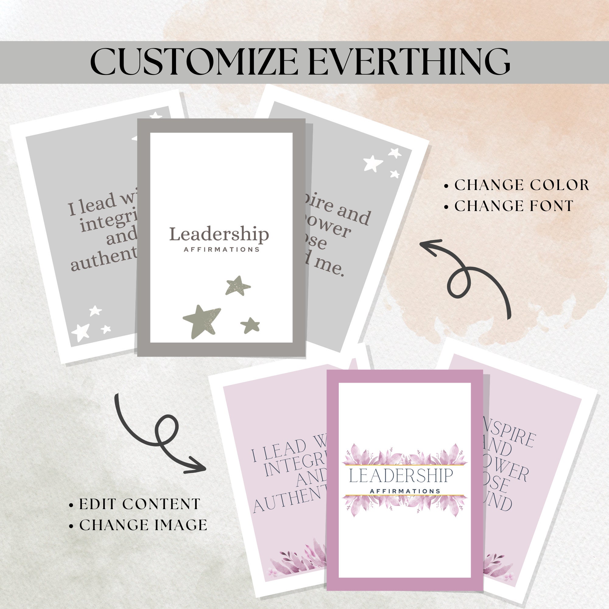 Printable Leadership Affirmation Cards for Motivation Editable Daily ...