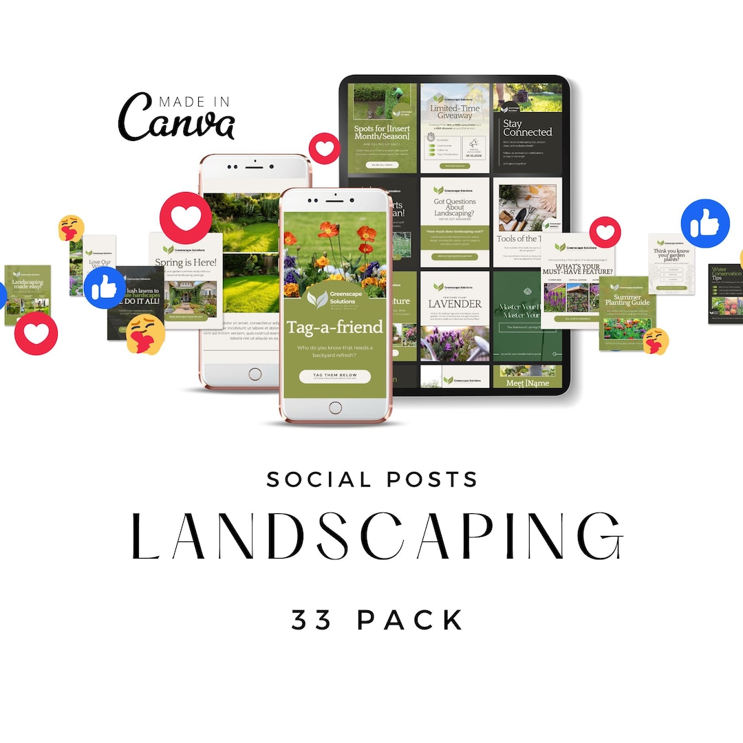 Landscaping Social Media Marketing Canva, Landscape Business Digital ...