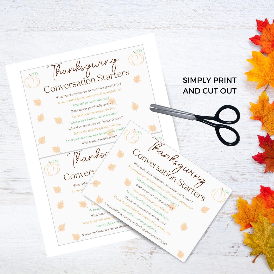 Thanksgiving Conversation Starter Cards, Family Dinner Conversation ...