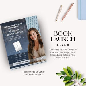 Book Launch Flyer Canva Template – 1 Page Author Promo, Book Signing ...