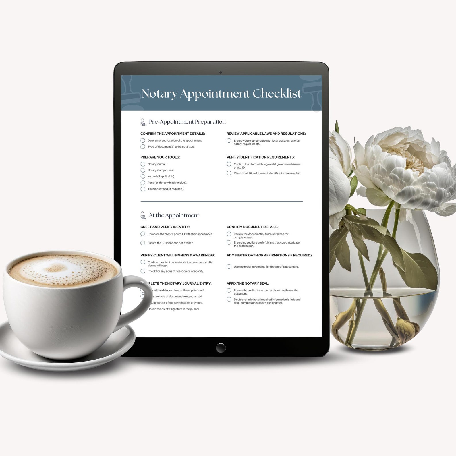 Notary Appointment Checklist Editable Template, Business Form for ...