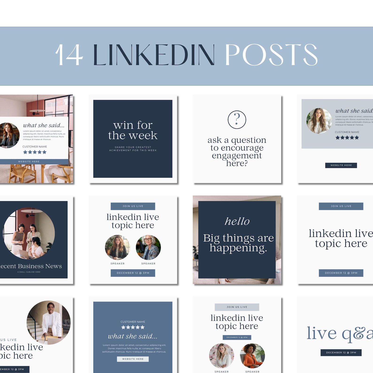 Linkedin Announcement Post Template, Editable Canva Designs for Virtual ...