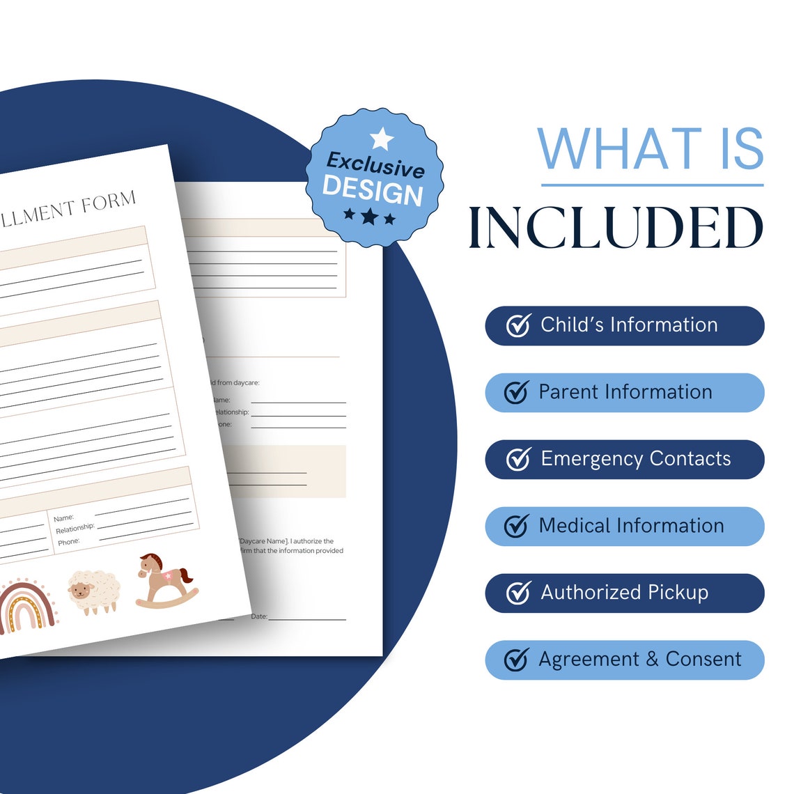 Daycare Enrollment Form Editable Template, Child Care Registration ...
