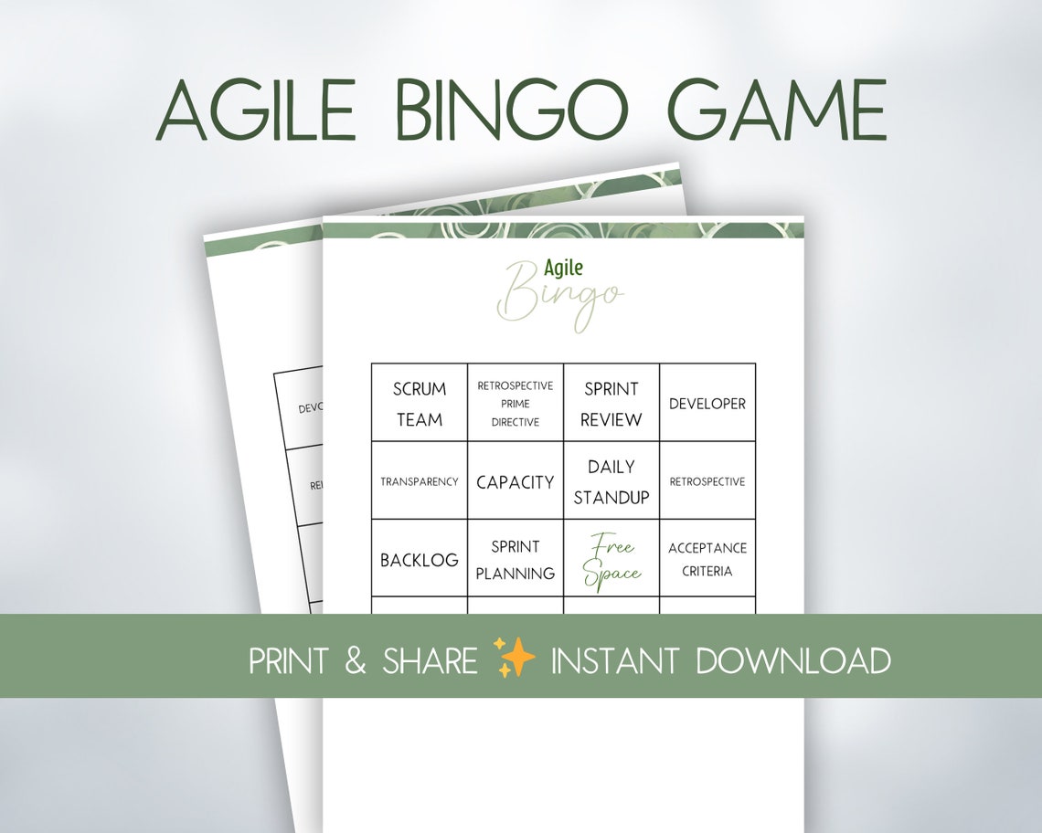 Agile Bingo Game Retrospective Activities Scrum Master Software ...