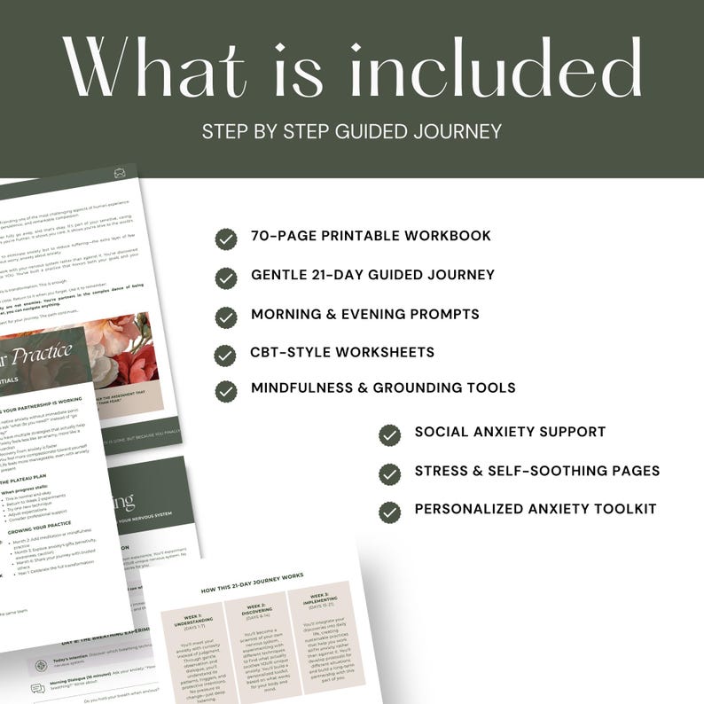 Anxiety Workbook Printable PDF Calming Journal, Mental Health Self Care ...