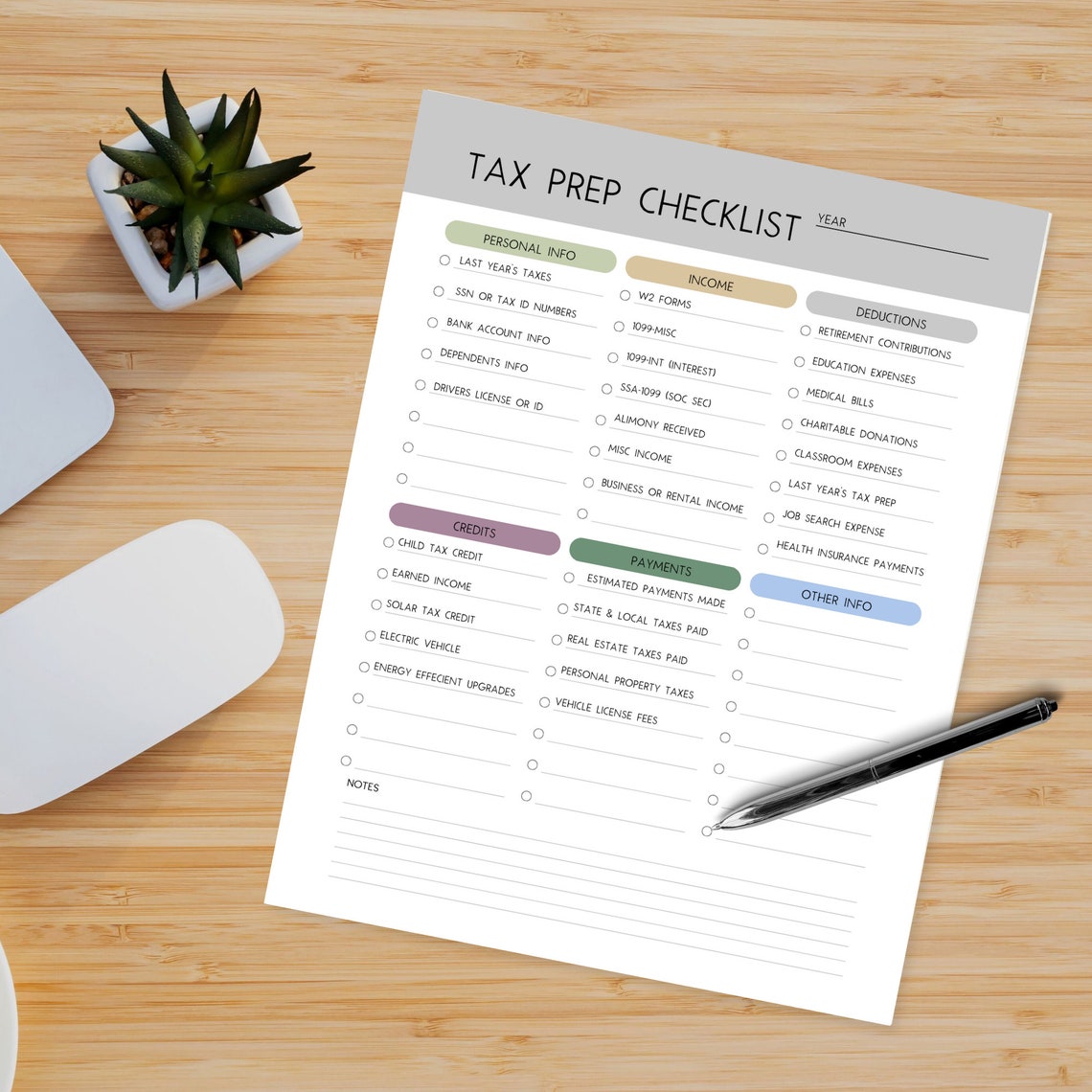 Tax Prep Checklist Financial Preparation Printable to Stay Organized ...