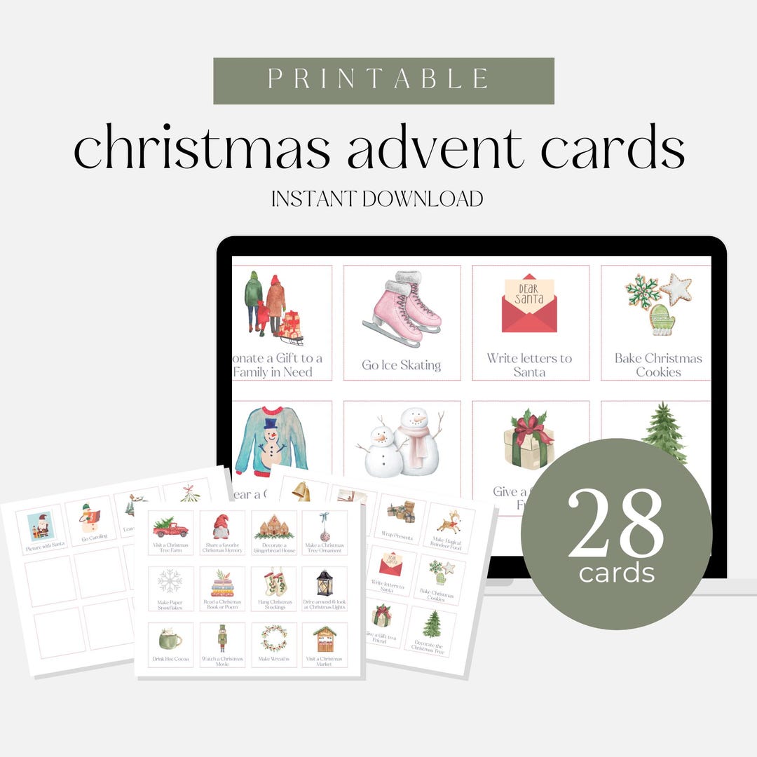 Christmas Advent Activity Cards Printable PDF, Last Minute Advent ...