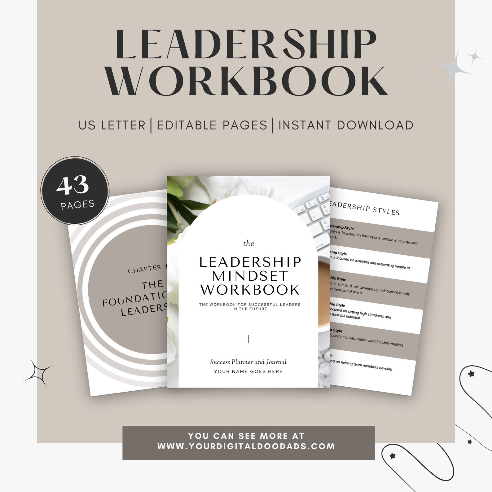 Leadership Mindset Workbook Template Success Planner Leadership ...