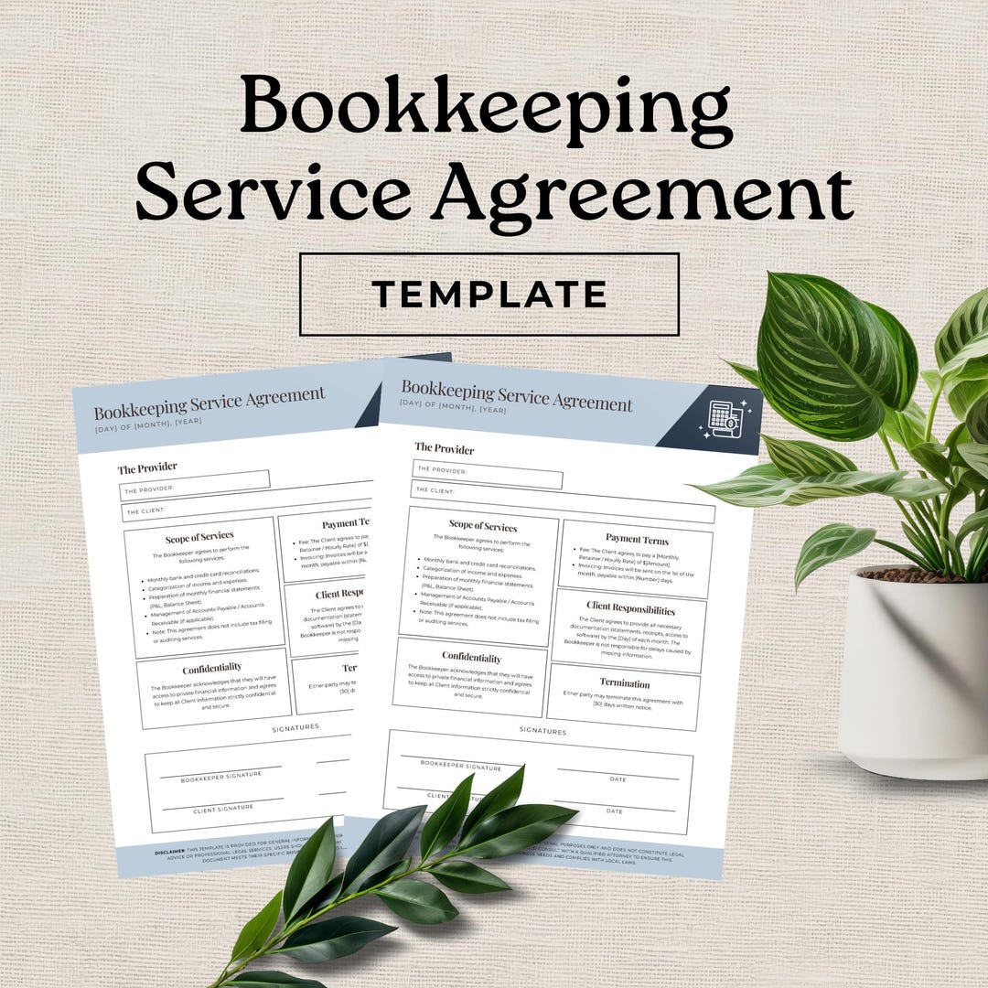 Bookkeeper Template, Bookkeeping Client Paperwork, Service Terms ...