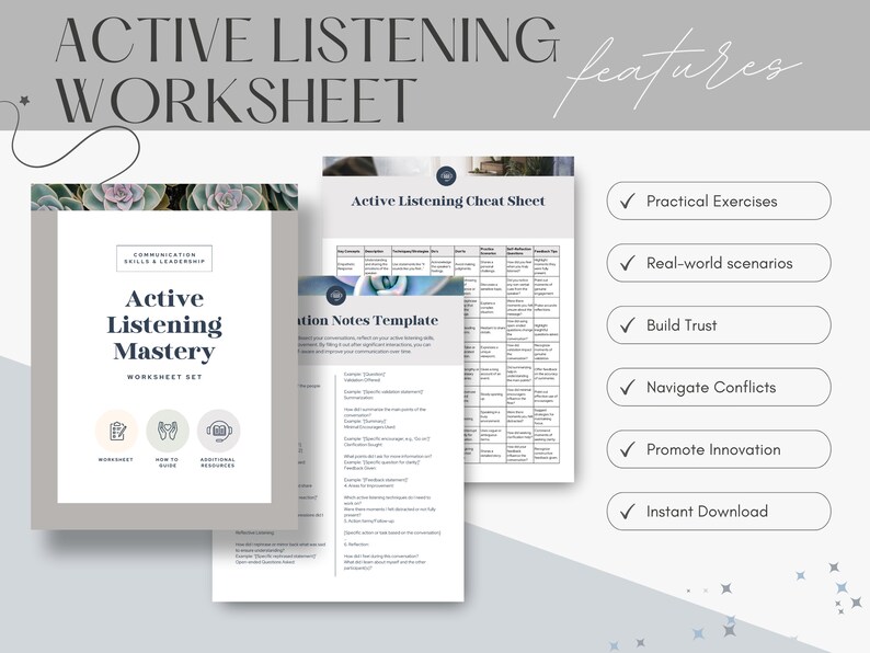 Active Listening Worksheet Effective Communication - Etsy