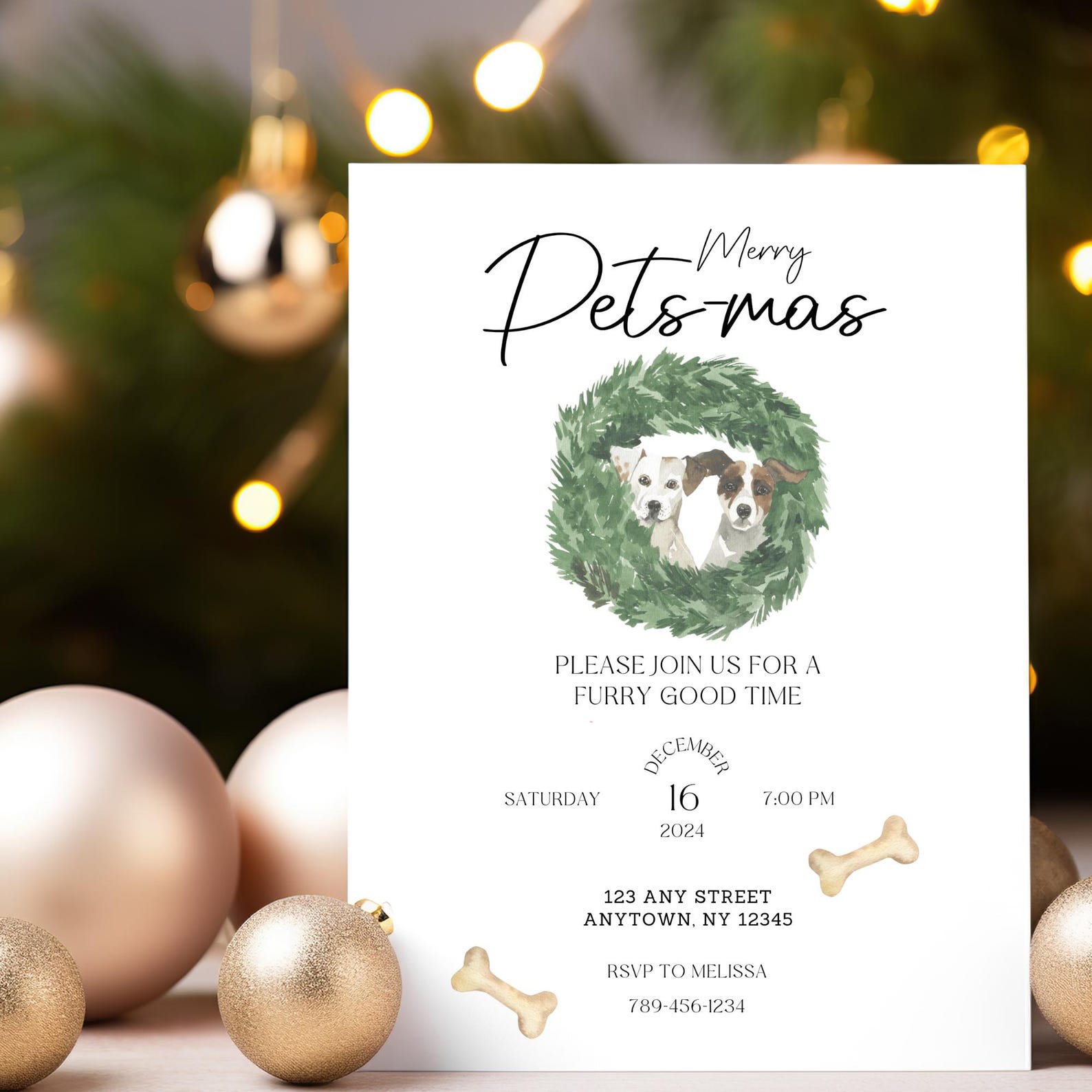 Editable Pet Christmas Party Invitation Holiday Party Invite Template ...