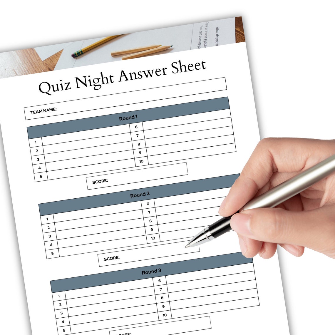 Quiz Night Answer Sheet, Work Party Game, Trivia Player Answer Card ...