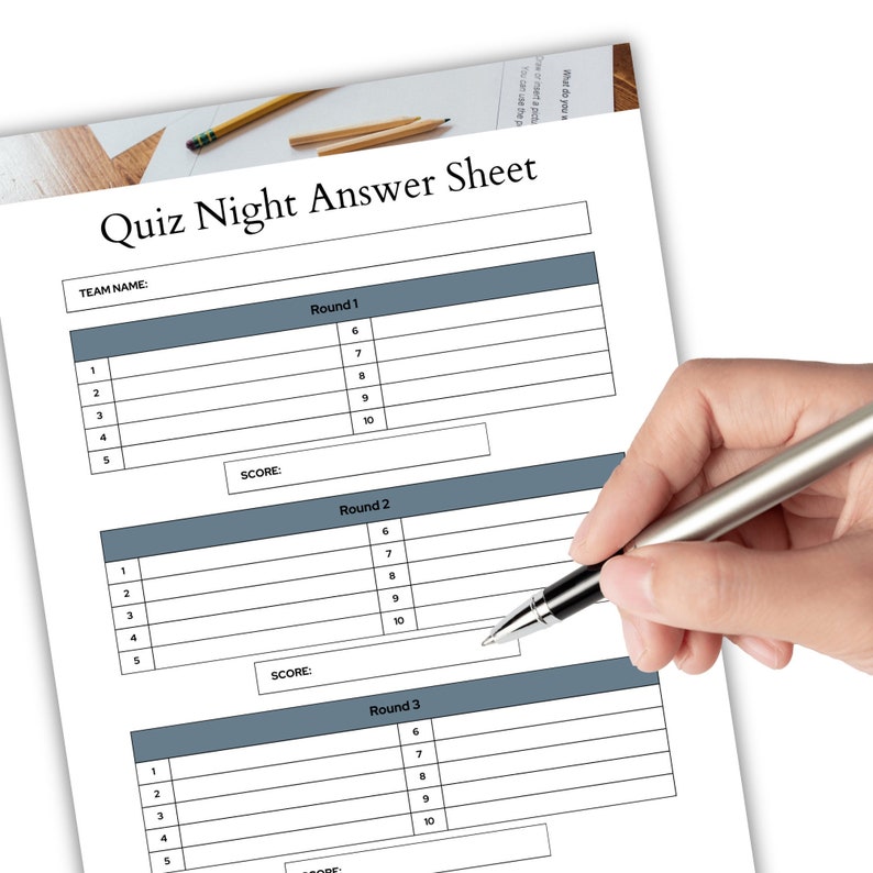 Quiz Night Answer Sheet, Work Party Game, Trivia Player Answer Card ...