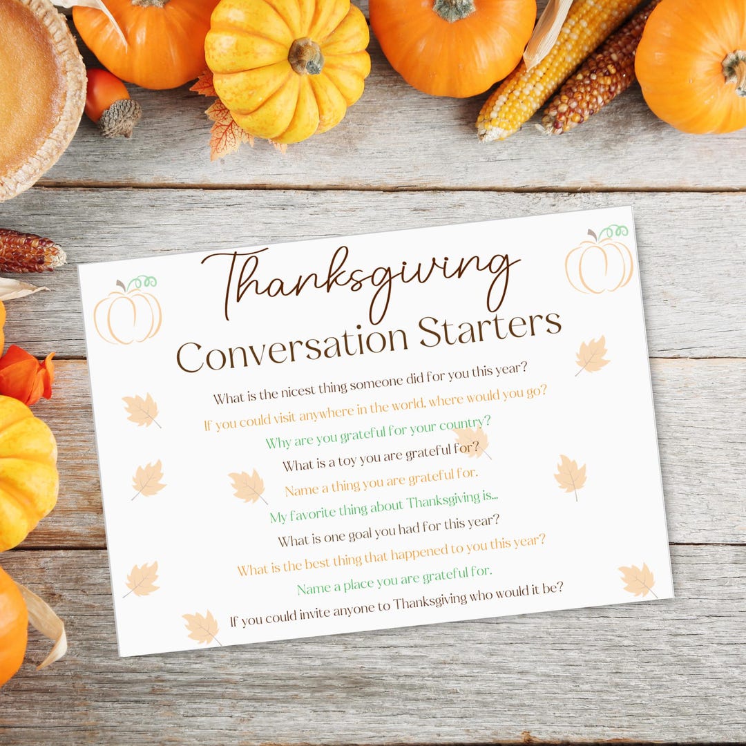 Thanksgiving Conversation Starter Cards, Family Dinner Conversation ...