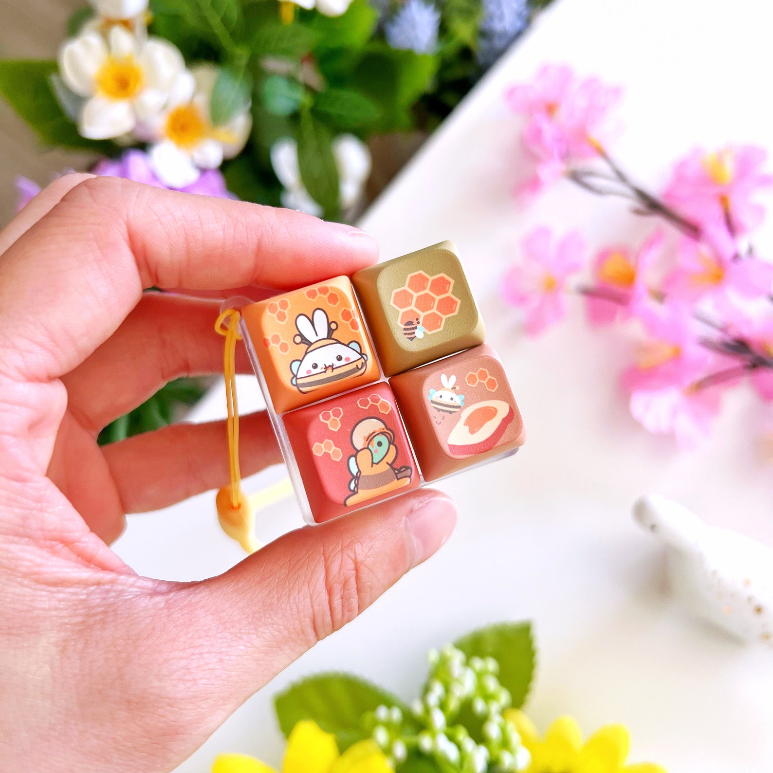 Honey Pastries Keycap Clicky Fidget Keychain FULL BUILT With Keycaps ...