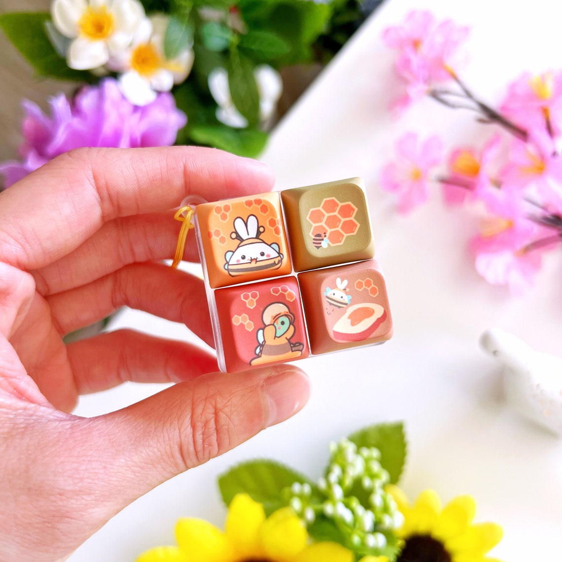 Honey Pastries Keycap Clicky Fidget Keychain FULL BUILT With Keycaps ...