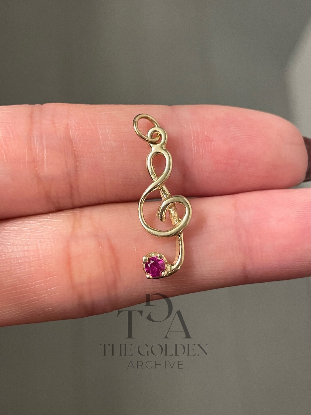 Vintage 10K Solid Gold MUSIC NOTE Charm Pendant Synthetic Ruby - Etsy