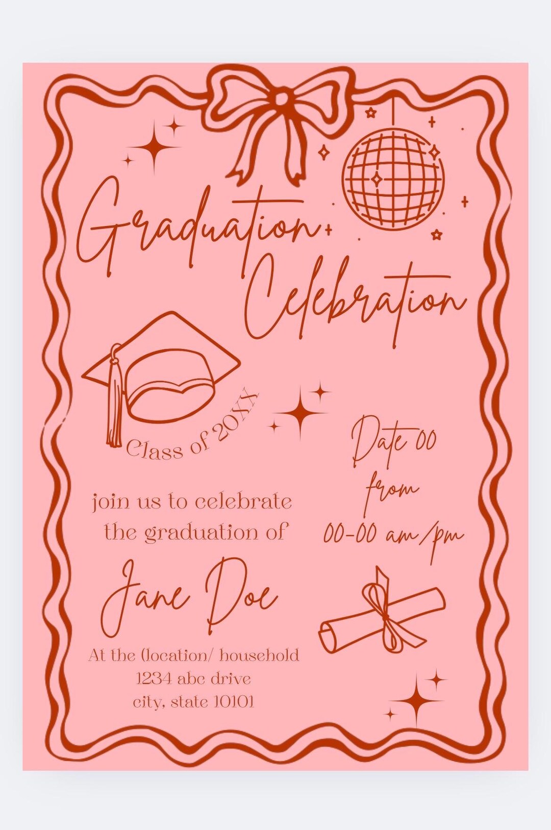 Custom Pink Graduation Announcement - Etsy