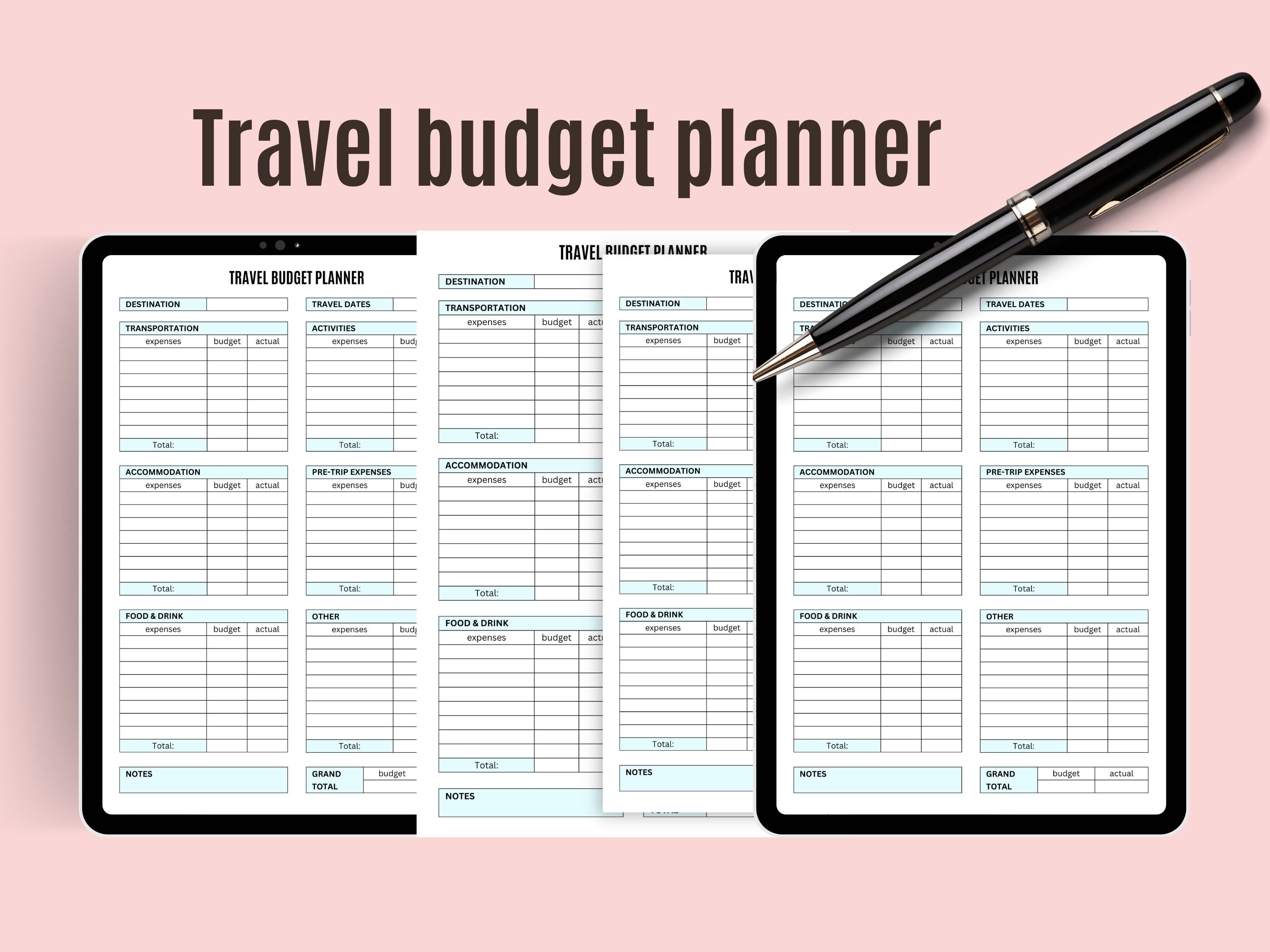 Travel Budget Planner, Budget Tracker Planner, Expense Tracker ...