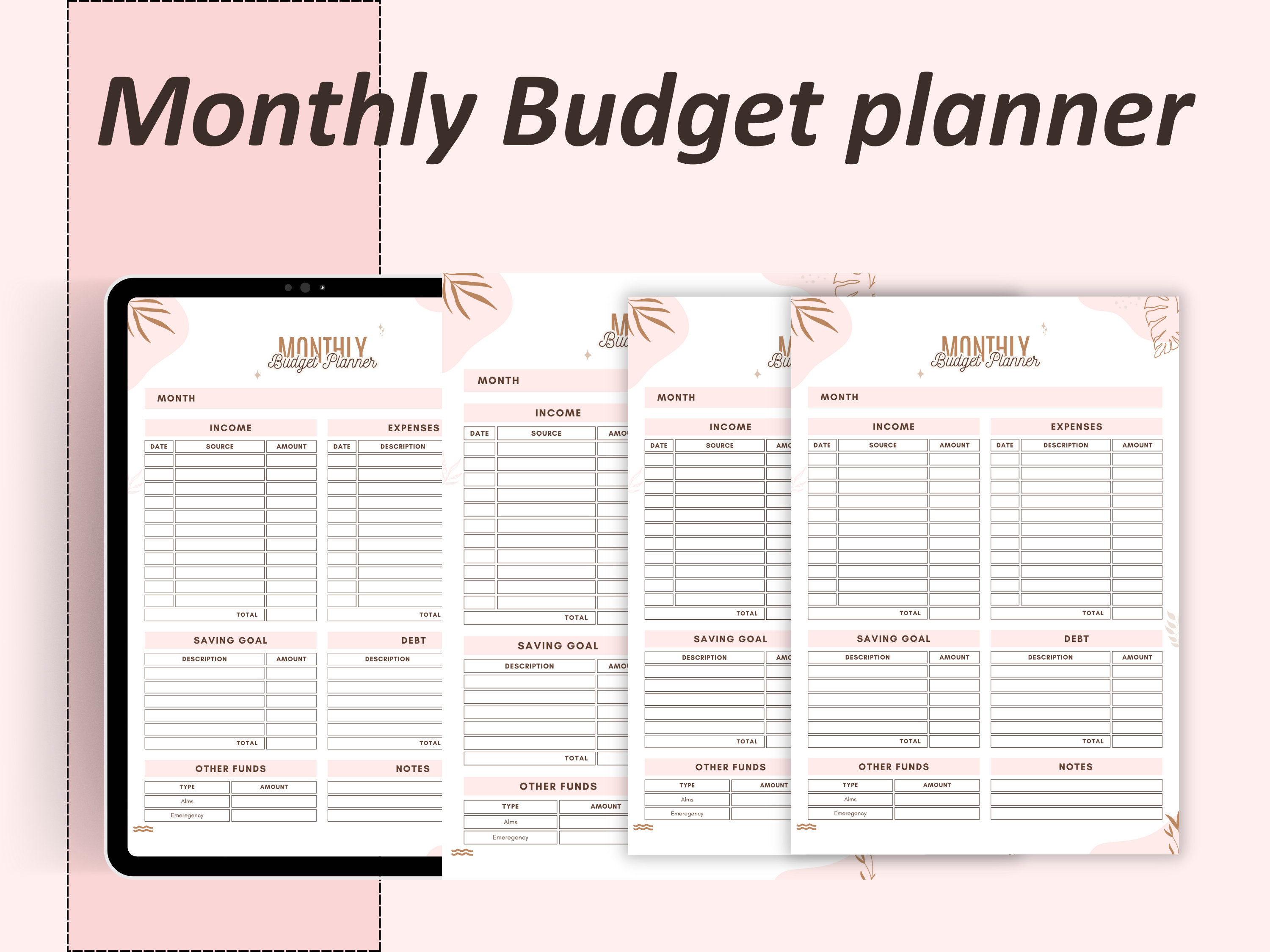 Minimalist Monthly Budget Planner, Cute Expense Tracker Organizer ...