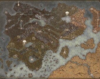 Custom A4 D&D World Map Detailed Map With Borders and - Etsy